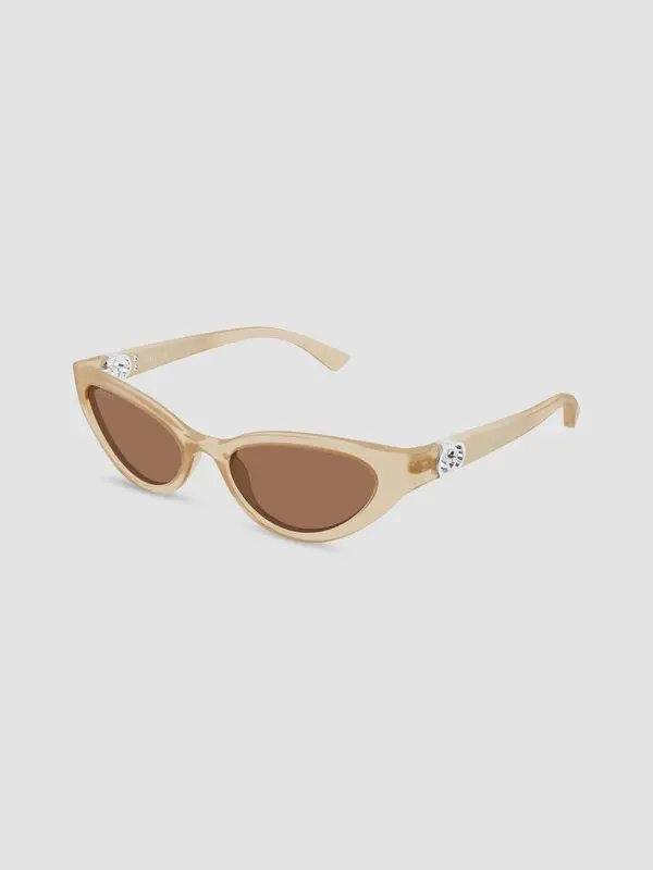 Gucci Interlocking G Gg2194s Hailey Cat Eye Sunglasses - Beige