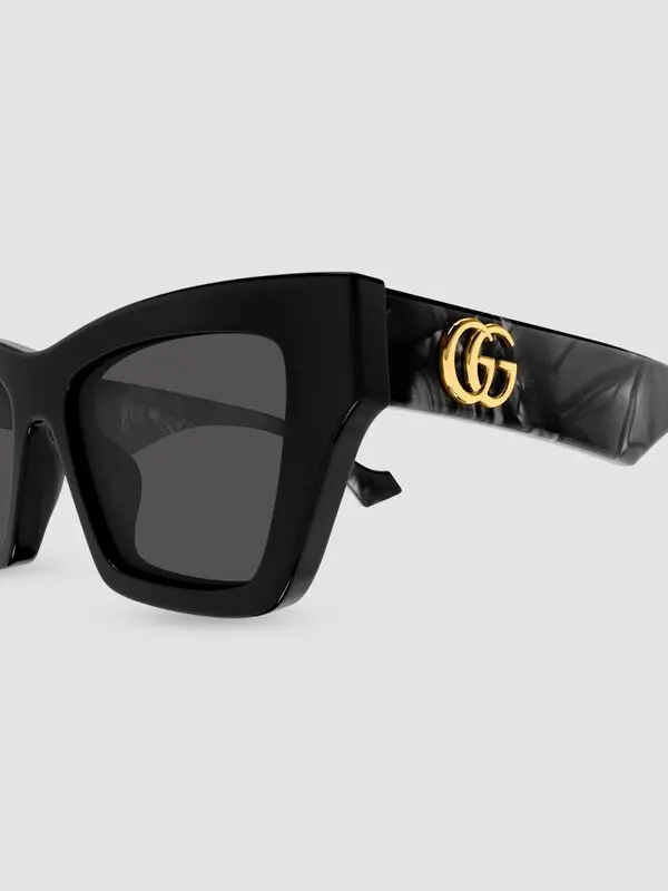 Gucci Double G Gg1753s Cat Eye Acetate Sunglasses - Black