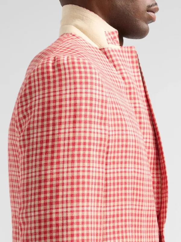 Isaia Gingham Linen-blend Blazer
