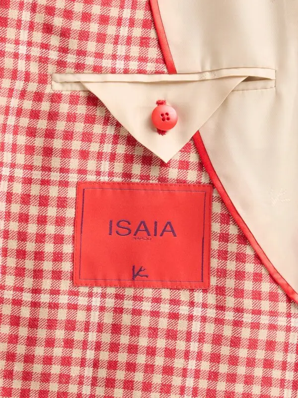 Isaia Gingham Linen-blend Blazer