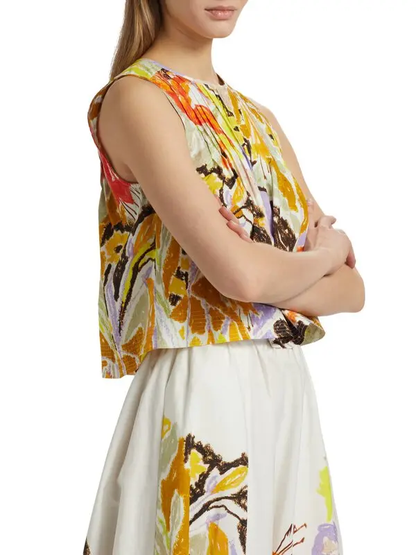 MARIE OLIVER Letta Floral Pleated Top