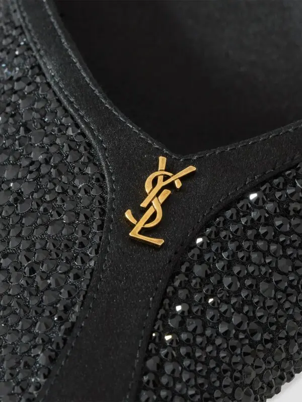 Saint Laurent Folie Slingback Pumps In Satin, Mesh, And Crystals