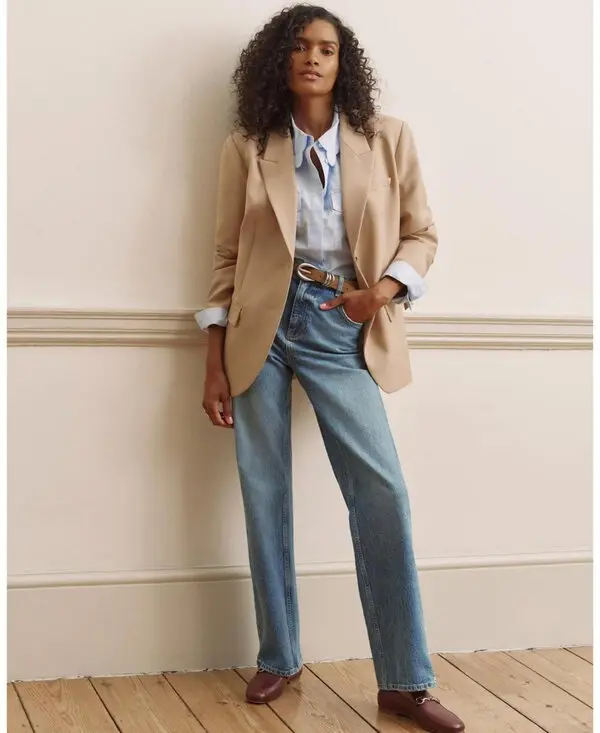 Mint Velvet Single Breasted Longline Blazer - Neutral