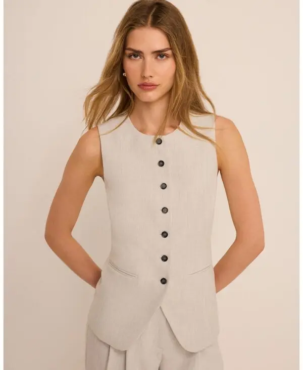 Mint Velvet Tailored Waistcoat Sleeveless Button Down Top