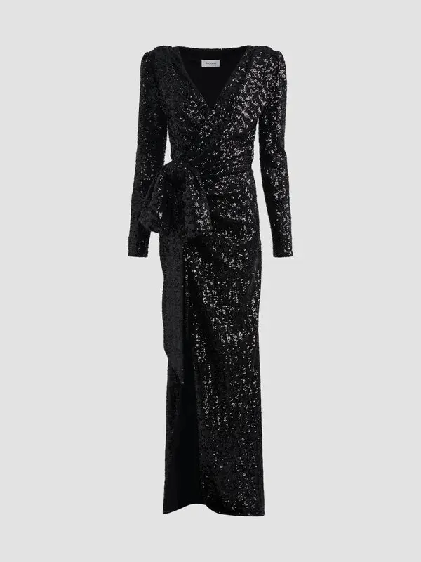 Balmain Embellished Draped Bow Gown