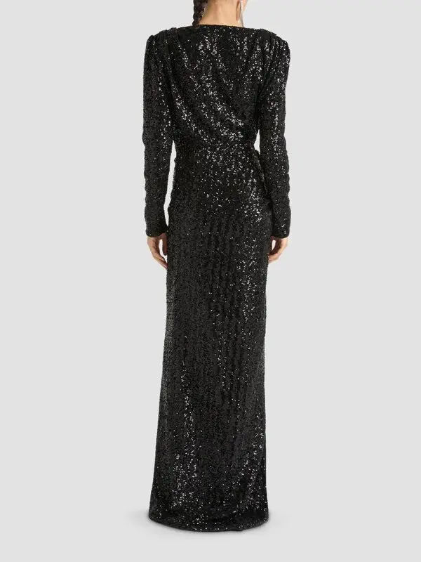 Balmain Embellished Draped Bow Gown