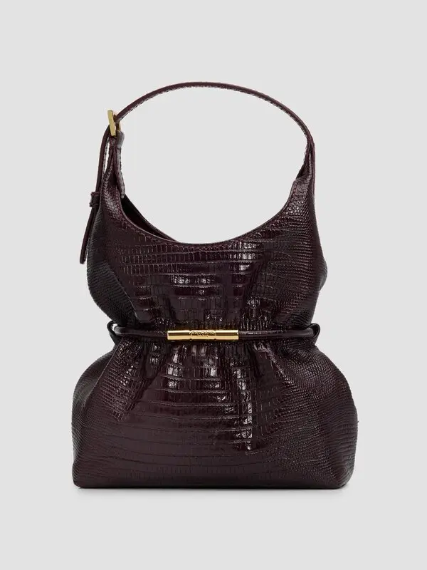 Balmain Sphynx Mini Calfskin Lizard-embossed Top Handle Bag