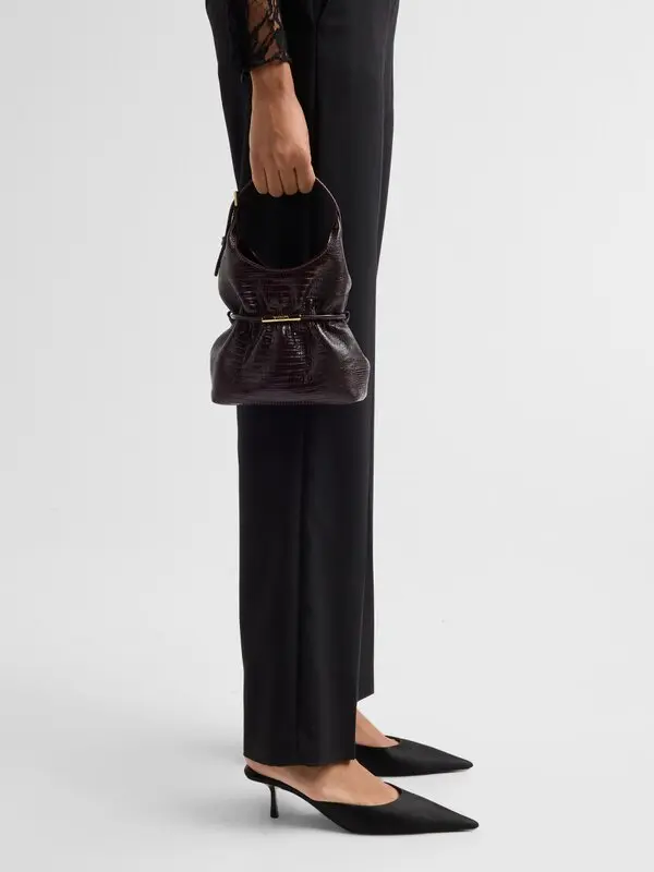 Balmain Sphynx Mini Calfskin Lizard-embossed Top Handle Bag