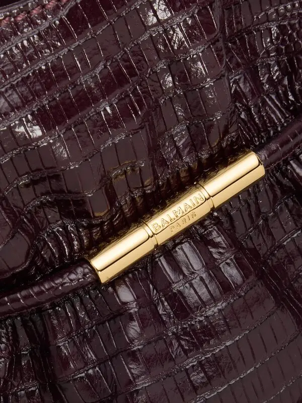 Balmain Sphynx Mini Calfskin Lizard-embossed Top Handle Bag