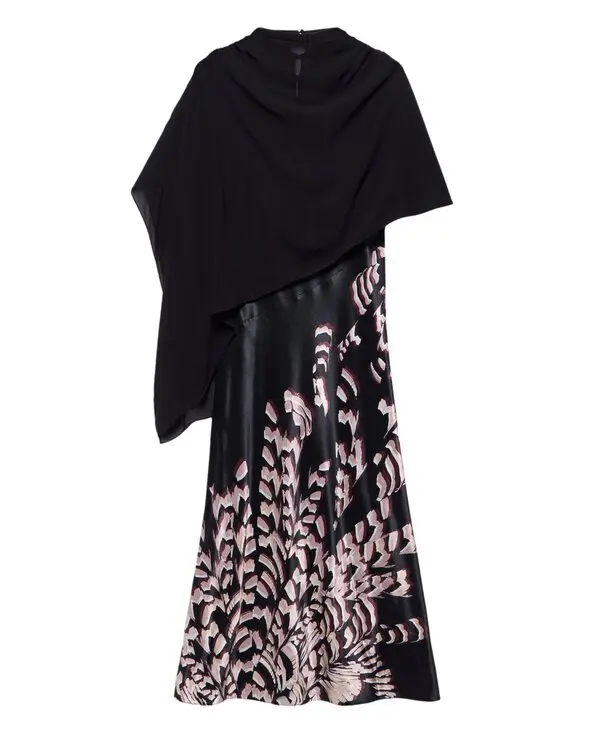 Mint Velvet Satin Printed Cape Detail Maxi Dress