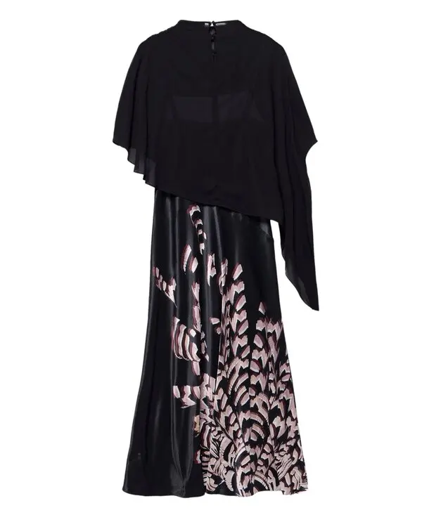 Mint Velvet Satin Printed Cape Detail Maxi Dress
