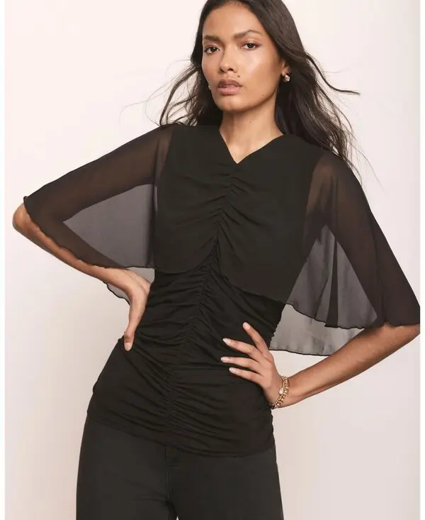 Mint Velvet Woven Cape Top