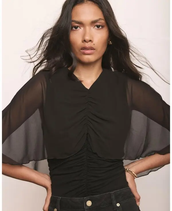 Mint Velvet Woven Cape Top