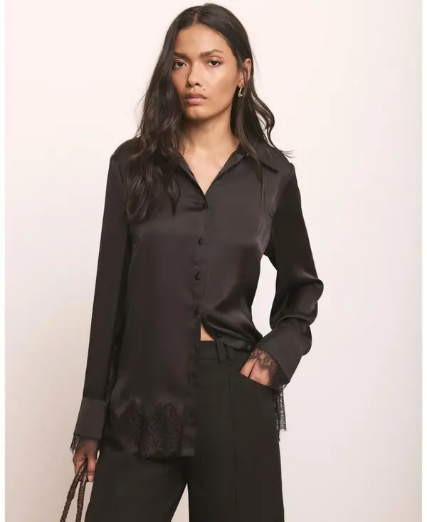 Mint Velvet Satin Lace Trim Shirt