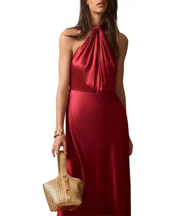 Mint Velvet Satin Halter Midi Dress
