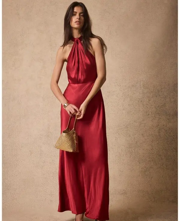 Mint Velvet Satin Halter Midi Dress