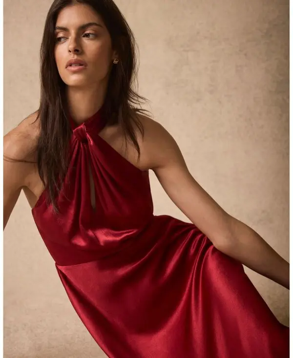 Mint Velvet Satin Halter Midi Dress