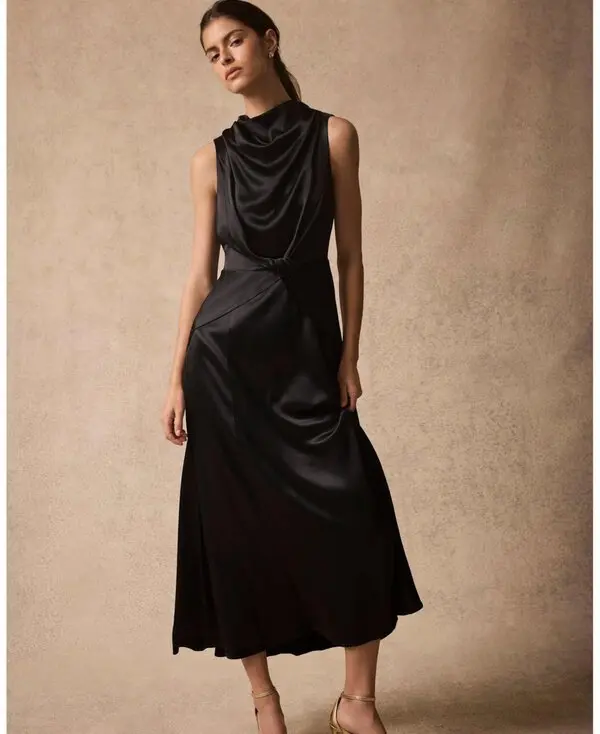 Mint Velvet Satin Cowl Neck Midi Dress