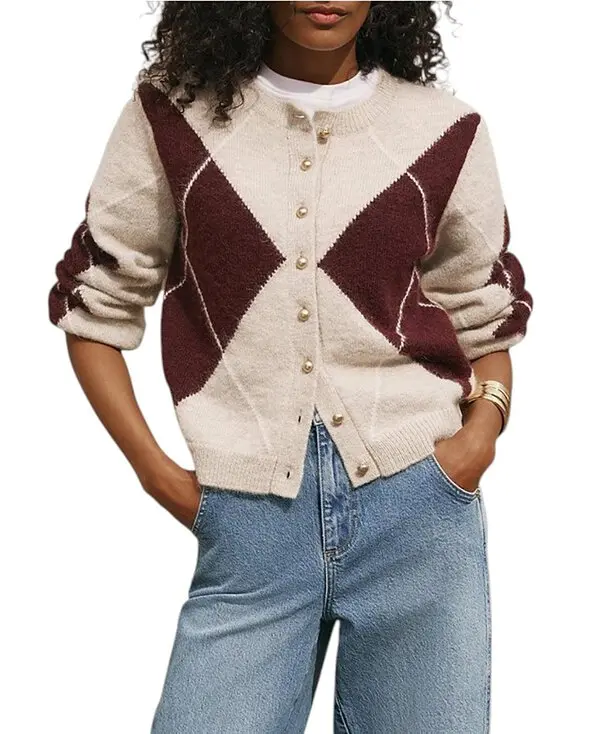 Mint Velvet Wool Blend Argyle Cardigan