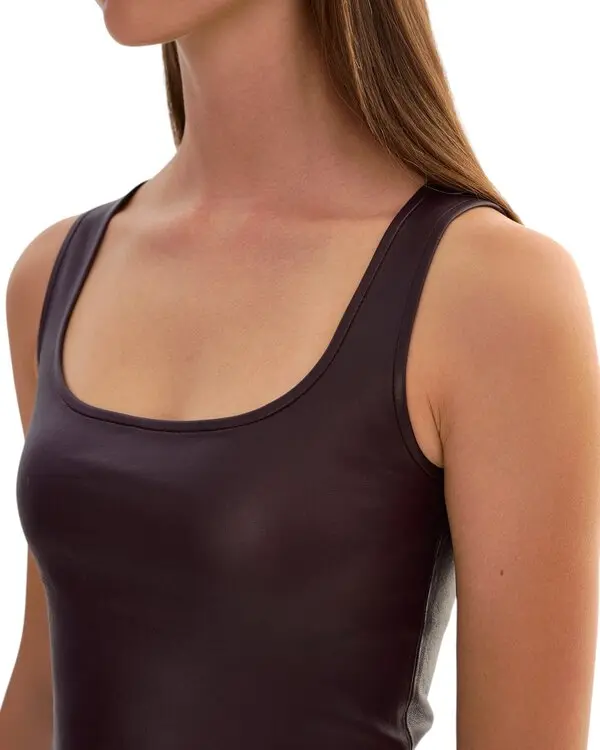 LAMARQUE Cesia Scoop Neck Fitted Leather Tank Top