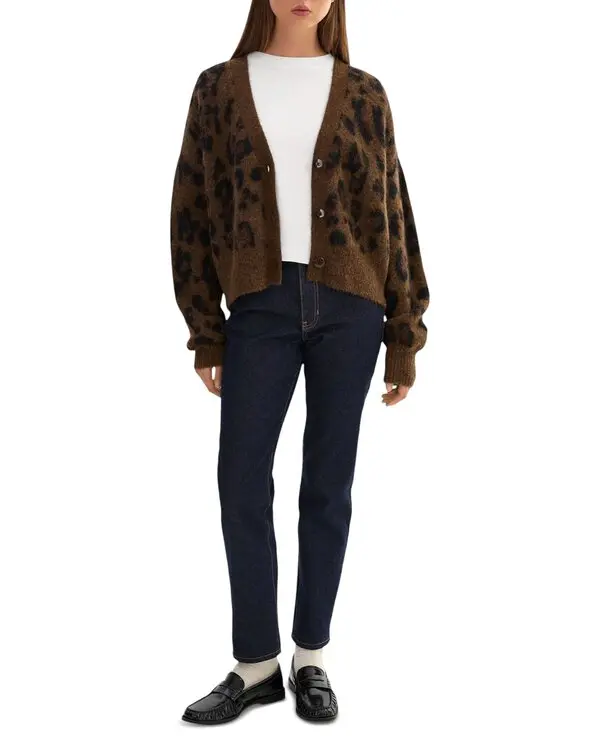 LAMARQUE Minnie Print Alpaca Blend V Neck Cardigan