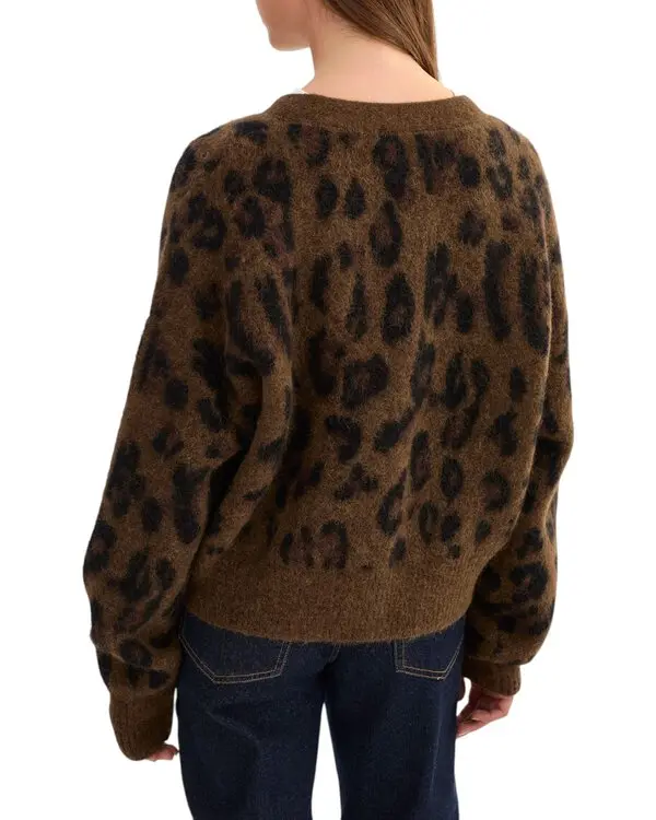 LAMARQUE Minnie Print Alpaca Blend V Neck Cardigan