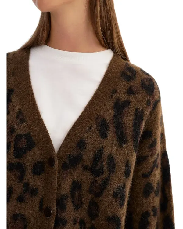 LAMARQUE Minnie Print Alpaca Blend V Neck Cardigan