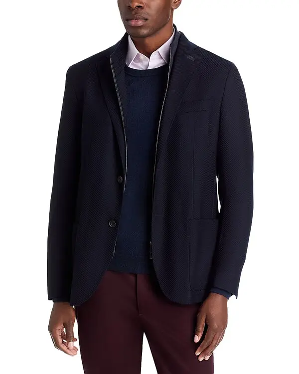 Corneliani Wool Blend Twill Id Jacket & Removable Bib - Navy