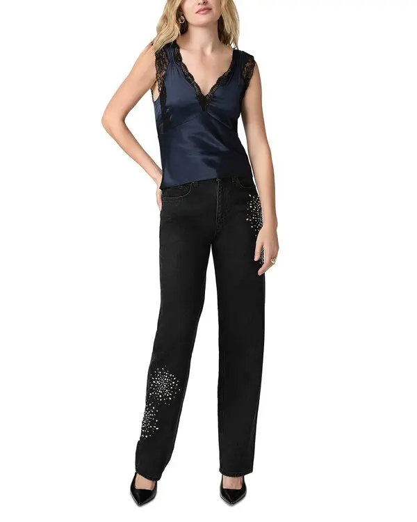 Paige Marin Lace Trim Satin Top