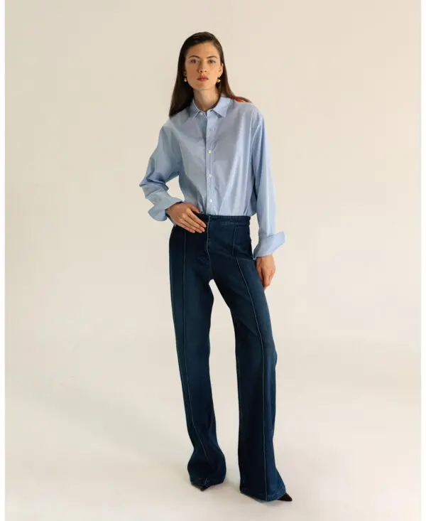 CALLAS MILANO Charly Washed Denim Flare Pant