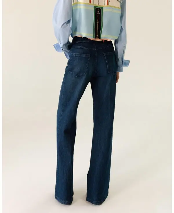 CALLAS MILANO Charly Washed Denim Flare Pant