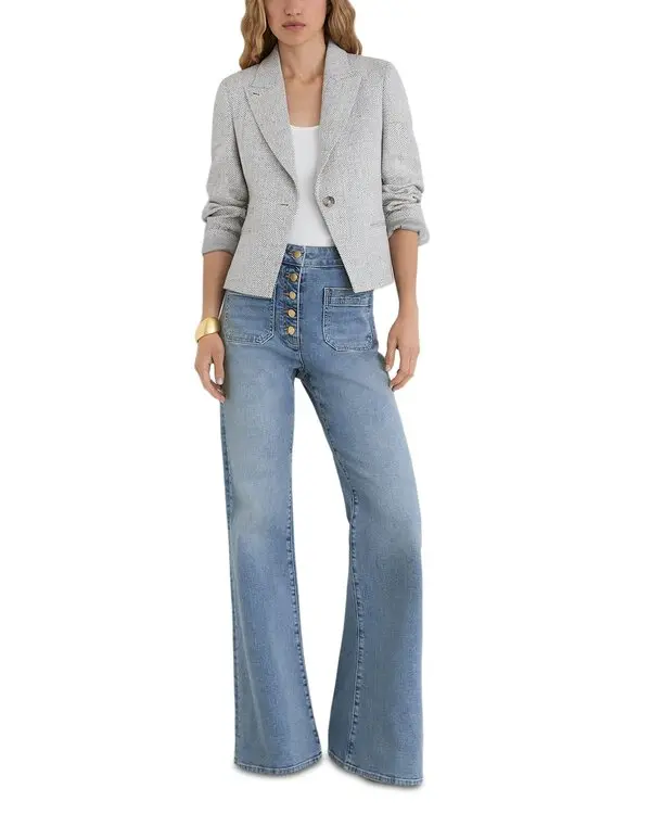 REISS Petite Cali Mid Rise Flare Leg Jeans