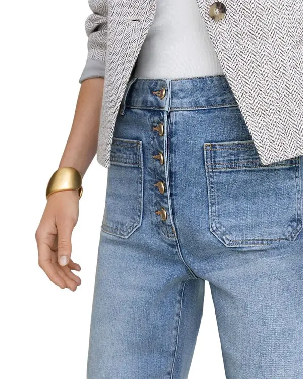 REISS Petite Cali Mid Rise Flare Leg Jeans