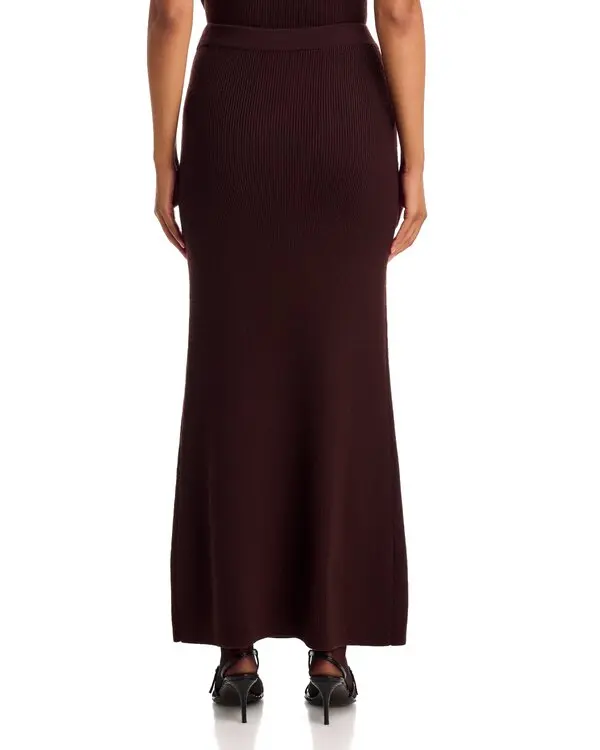 ZANKOV Belt Buckle Rib Knit Maxi Skirt