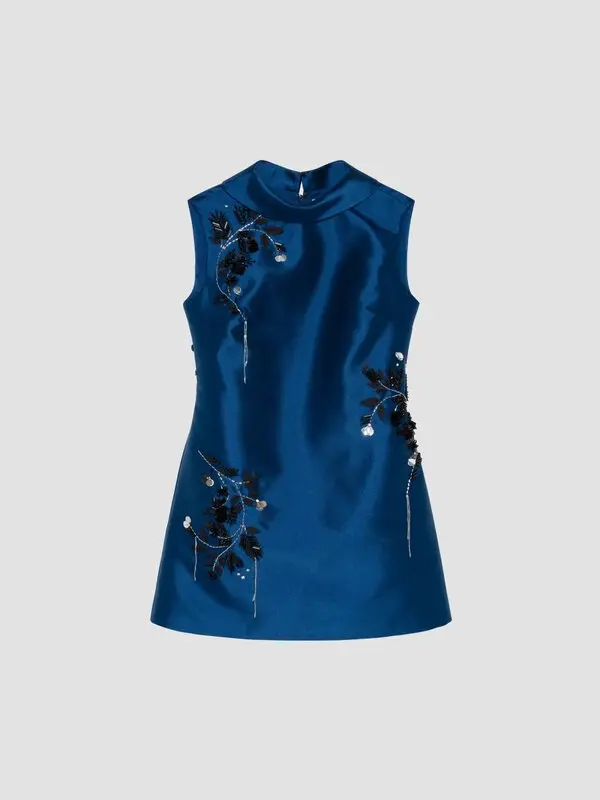 Simkhai Renza Sequined Floral-embroidered Satin Mini Dress