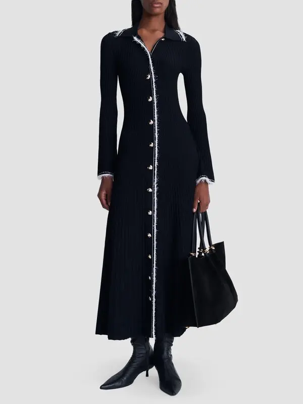 Simkhai Orelia Rib-knit Contrast Stripe Midi Dress