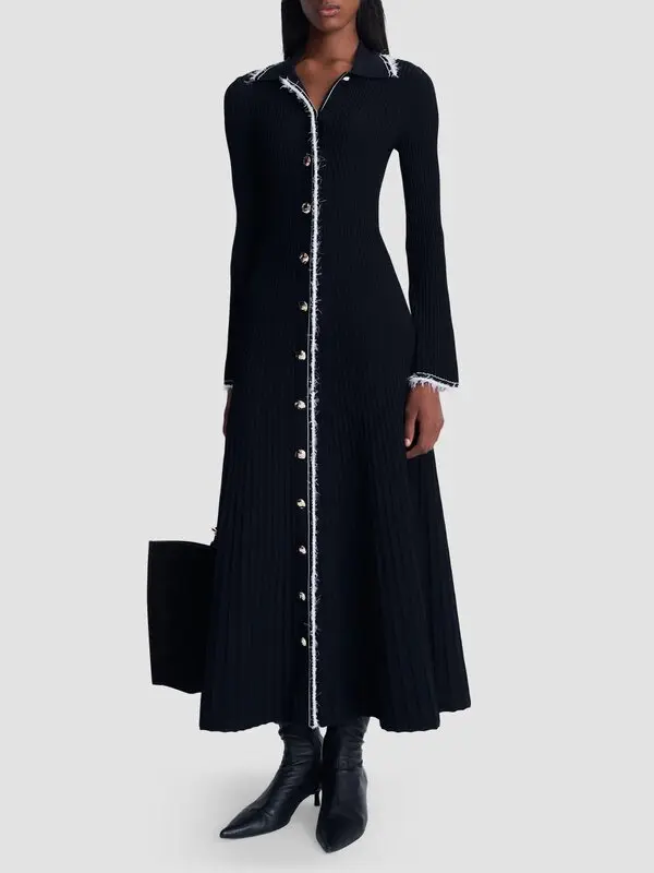 Simkhai Orelia Rib-knit Contrast Stripe Midi Dress