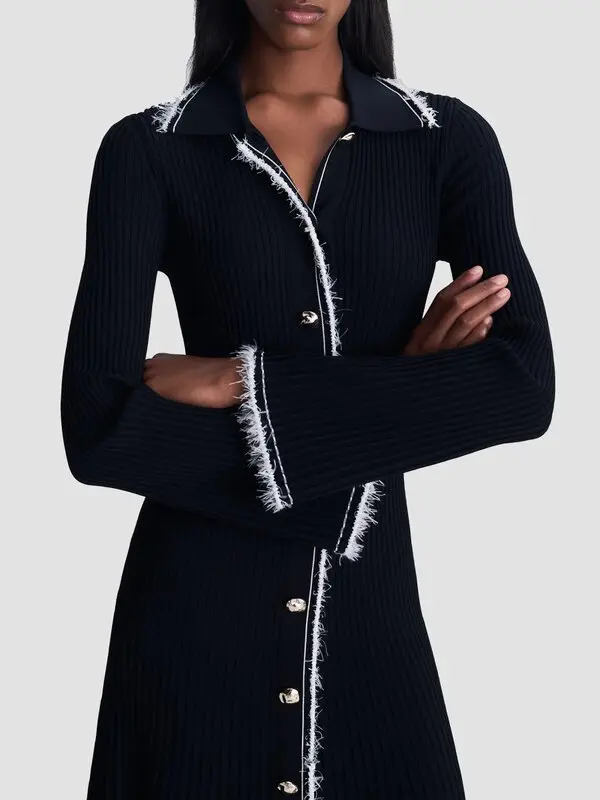 Simkhai Orelia Rib-knit Contrast Stripe Midi Dress