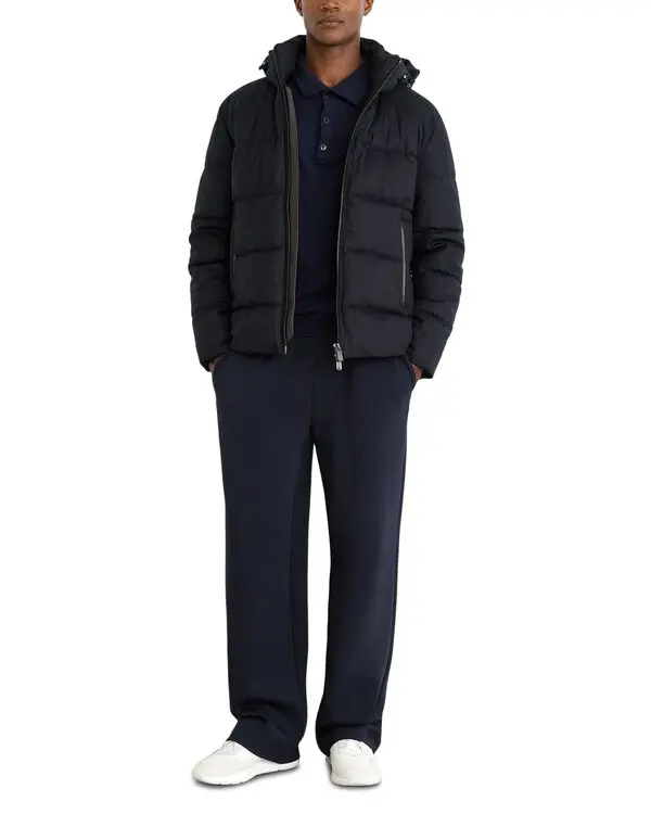 REISS Fergus Wool Hooded Puffer Jacket