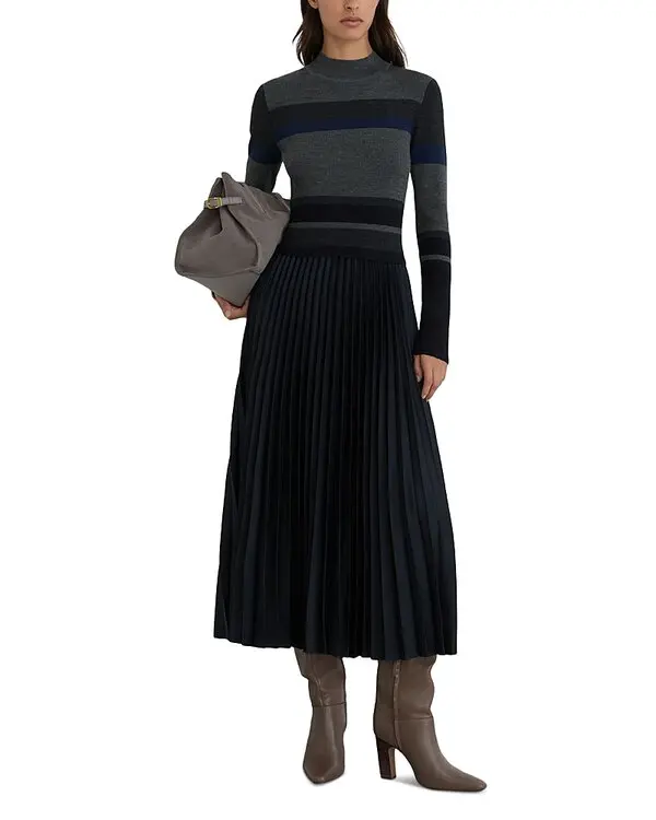 REISS Petite Carla Mixed Media Midi Dress