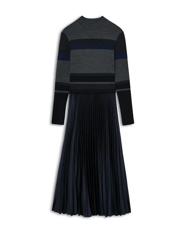 REISS Petite Carla Mixed Media Midi Dress