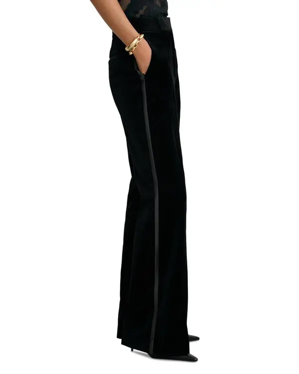 REISS Velvet Satin Stripe Flared Pants