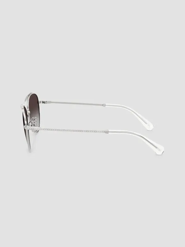 SWAROVSKI 56mm Crystal-embellished Aviator Sunglasses - Silver