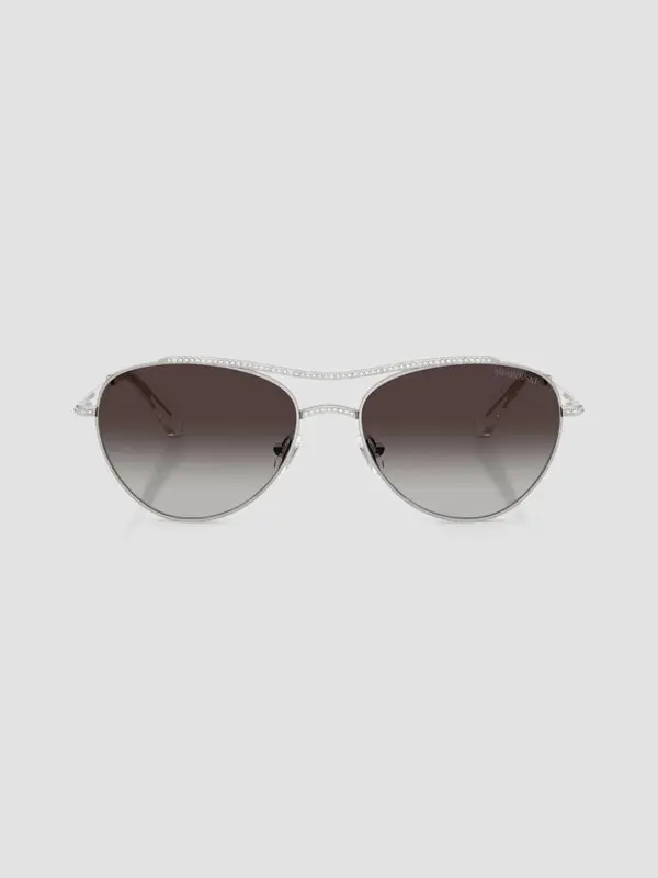 SWAROVSKI 56mm Crystal-embellished Aviator Sunglasses - Silver