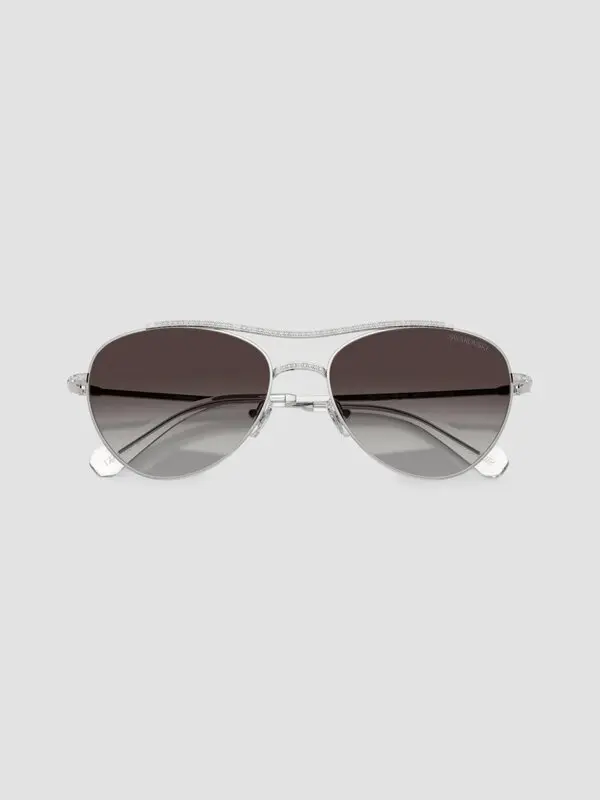 SWAROVSKI 56mm Crystal-embellished Aviator Sunglasses - Silver