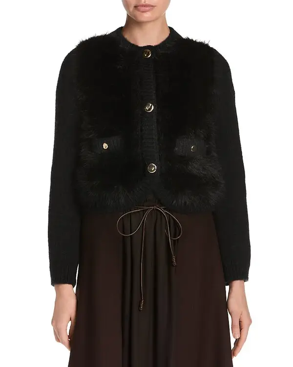 Moncler Puffer Back Mixed Media Cardigan
