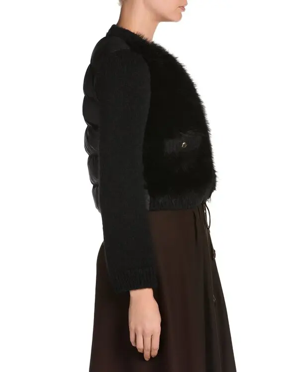 Moncler Puffer Back Mixed Media Cardigan