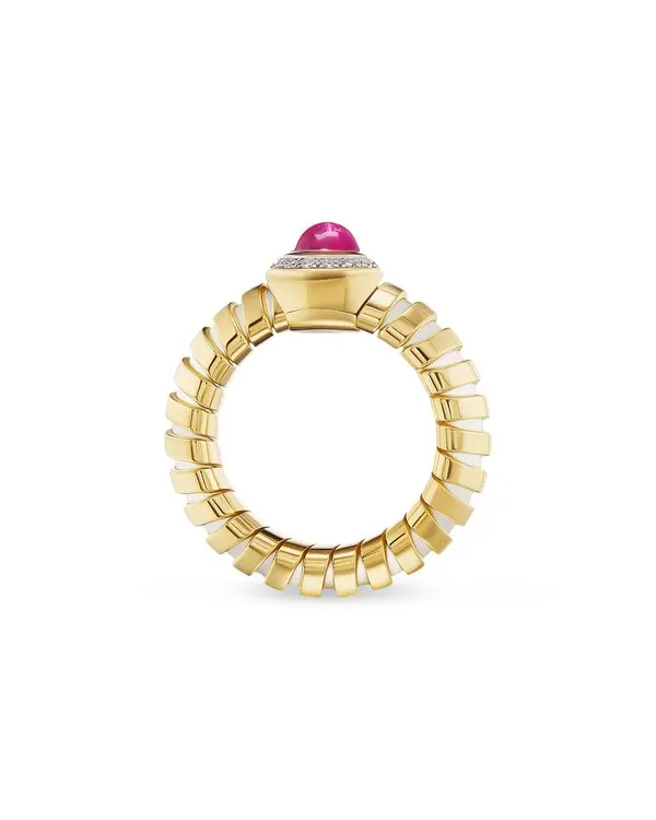 Marina B 18k Yellow Gold Trisolina Precious Gemstone & Diamond Halo Ring - Ruby