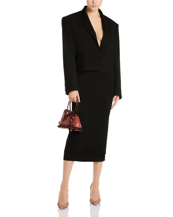 Attico Wool Gabardine Cropped Blazer