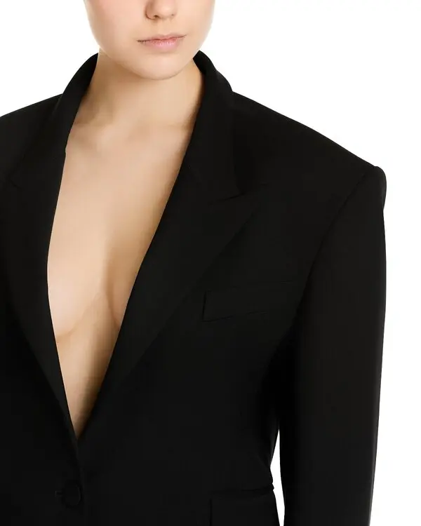 Attico Wool Gabardine Cropped Blazer